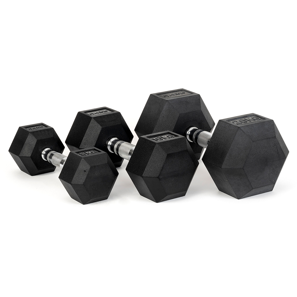 Commercial-Grade Rubber Hex Dumbbells by Raze Strength